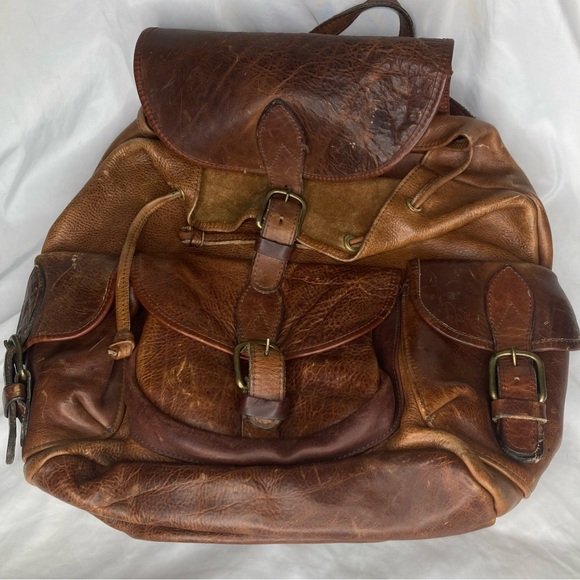 Vintage | Bags | Vintage Leather Backpack | Poshmark